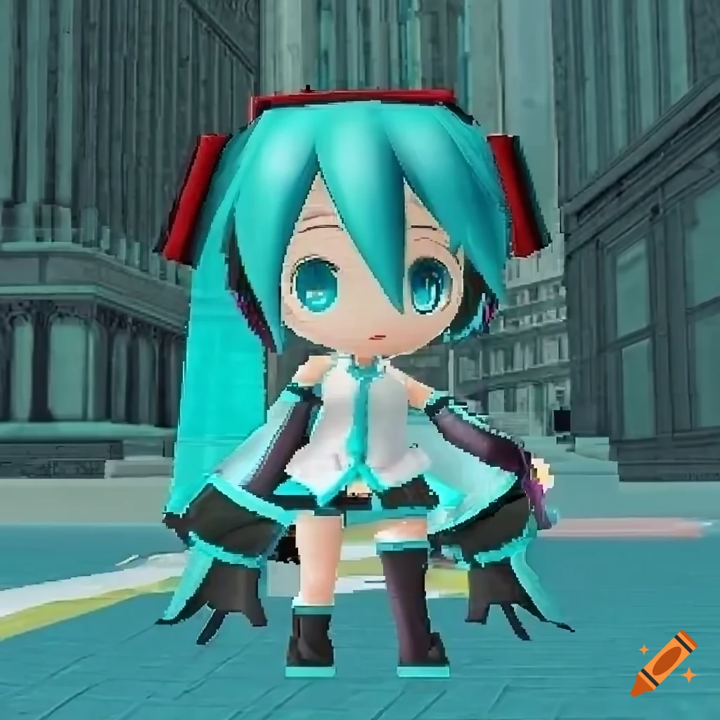 Retro-style illustration of miku hatsune on Craiyon