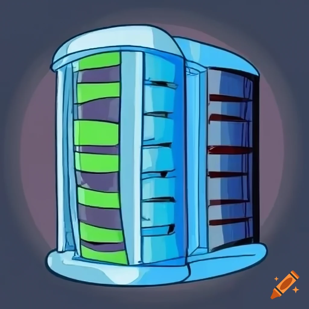 Funny cartoon of an overworked supercomputer on Craiyon