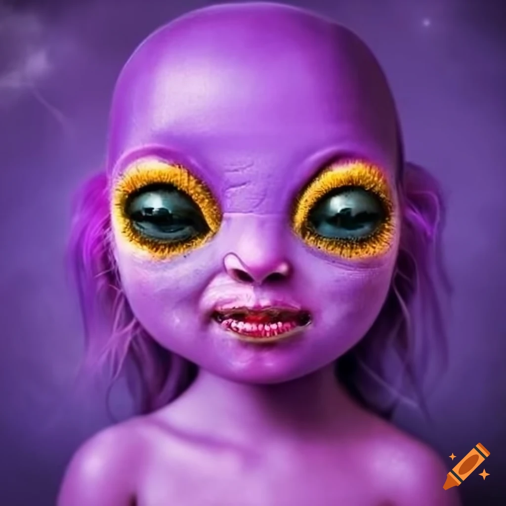 Androgynous face with grey skin, large eyes, and unique features on Craiyon