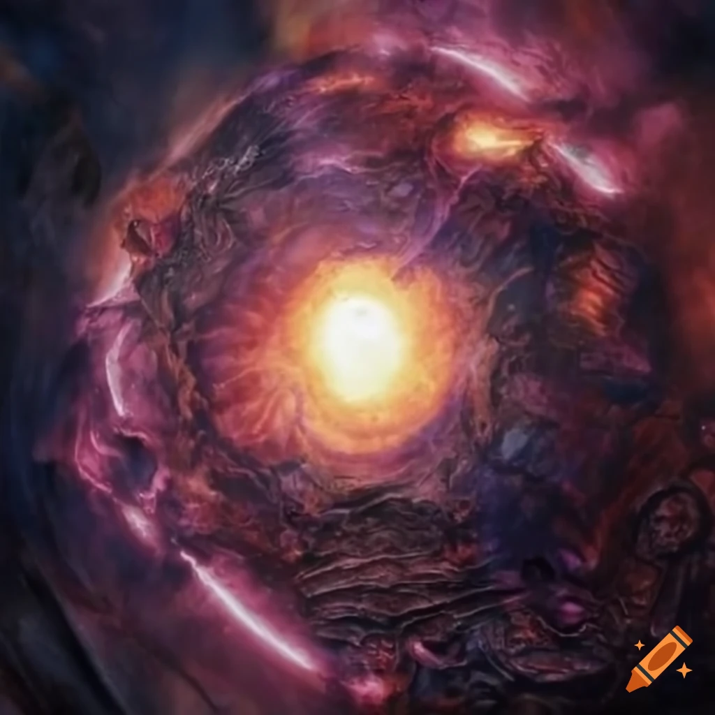 Illustration of a powerful warpstorm and four stones on Craiyon