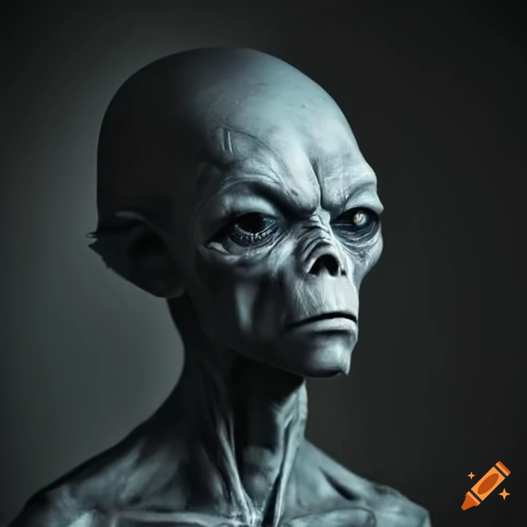 Image of a grey man alien in a dark world