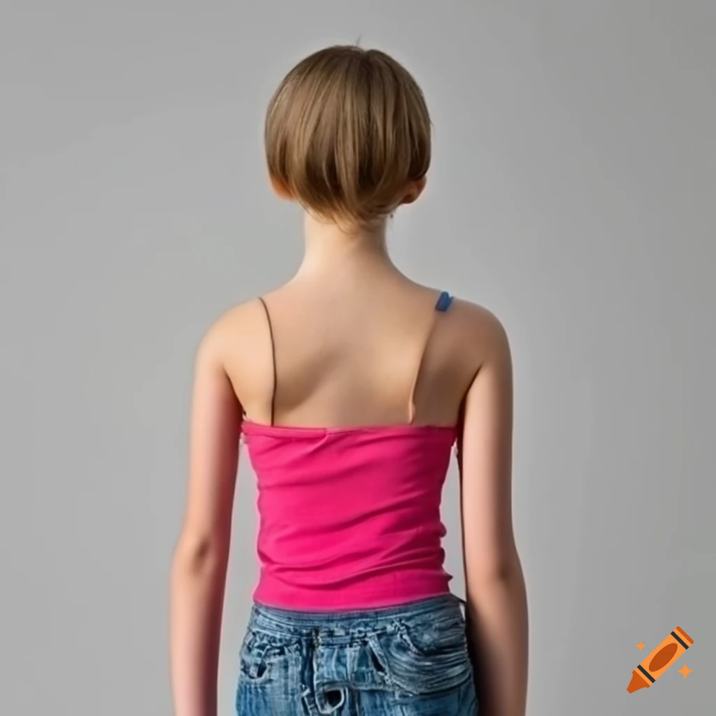 Back view of a girl wearing a halter tank top