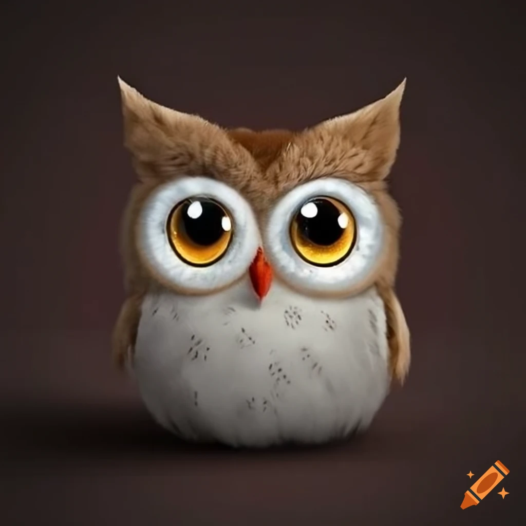 Adorable cartoon burrowing owl with square eyeglasses on Craiyon