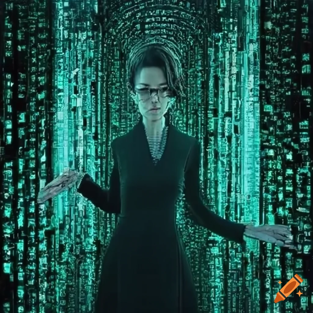 Matrix ai computer looking directly