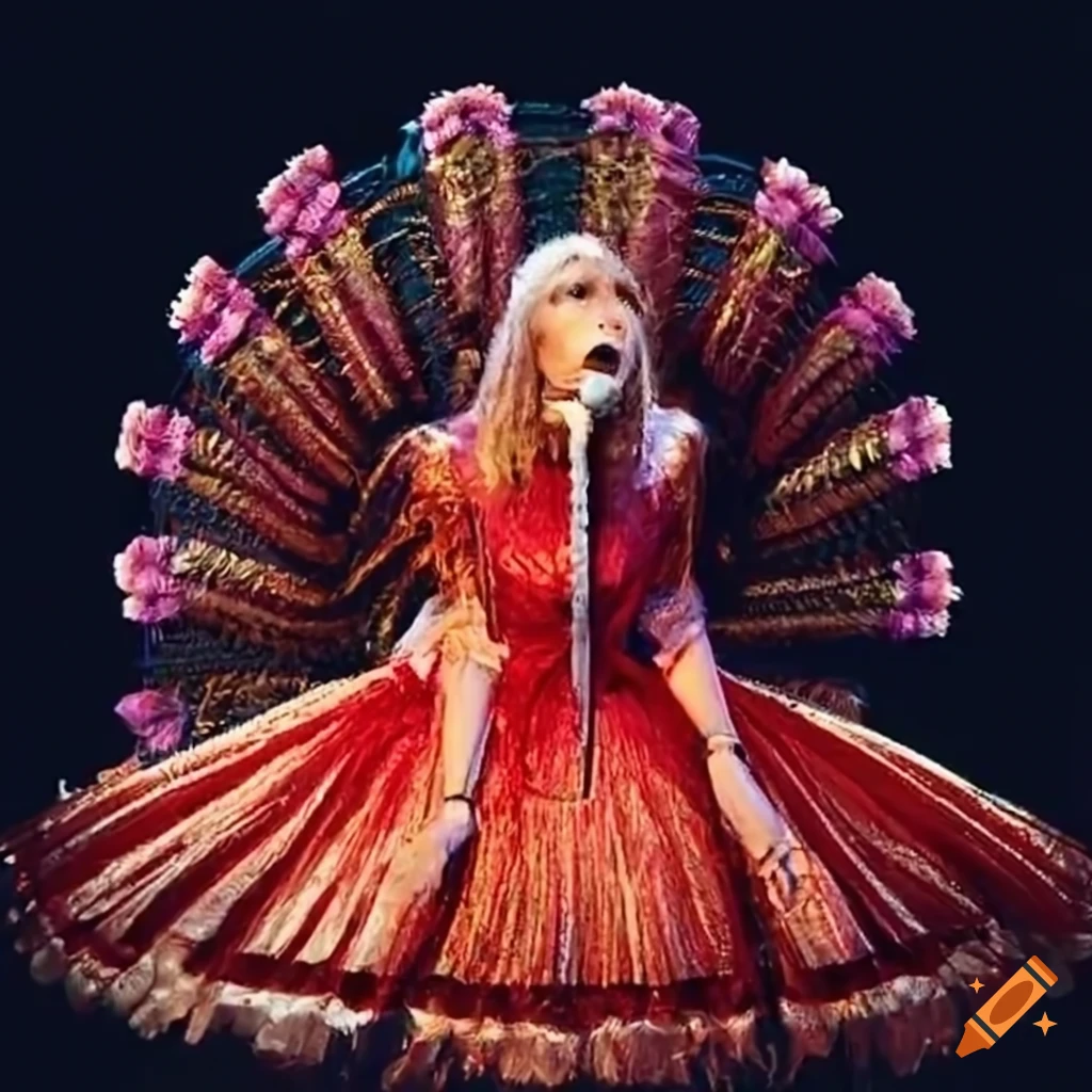 Sparkling turkey performer singing on stage on Craiyon