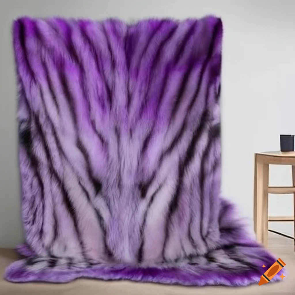Purple and white zebra print fox fur blanket on Craiyon