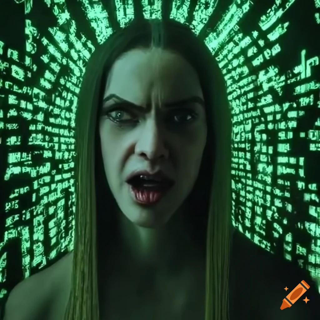 Artistic representation of an angry matrix ai on Craiyon