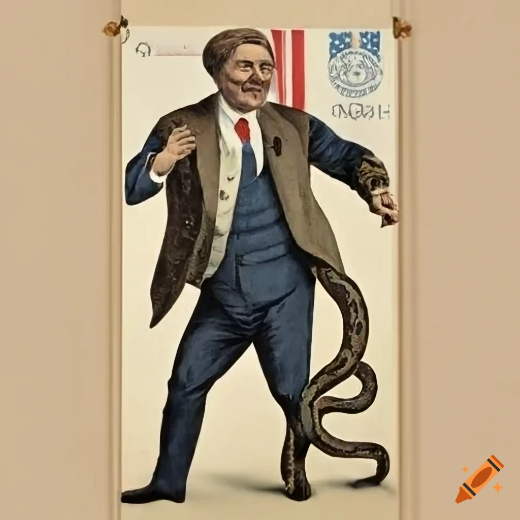 Colorful patriotic campaign poster with a smiling boa constrictor ...