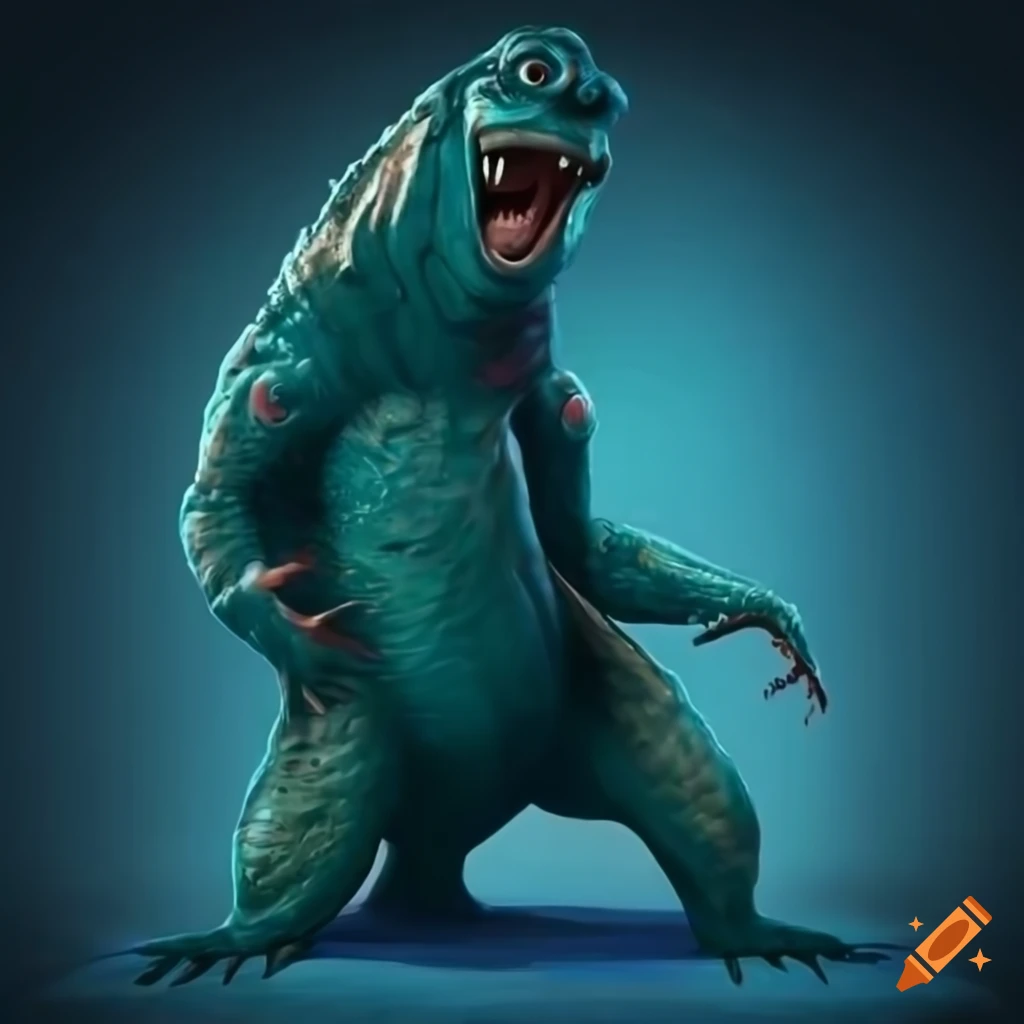 Detailed pixar-style illustration of steve harrington as a sea monster ...