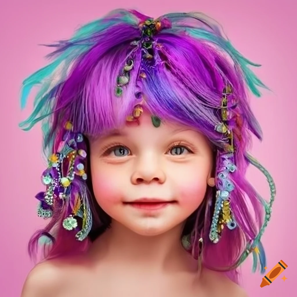 Artwork of a little girl with intricate braided hairstyle on Craiyon