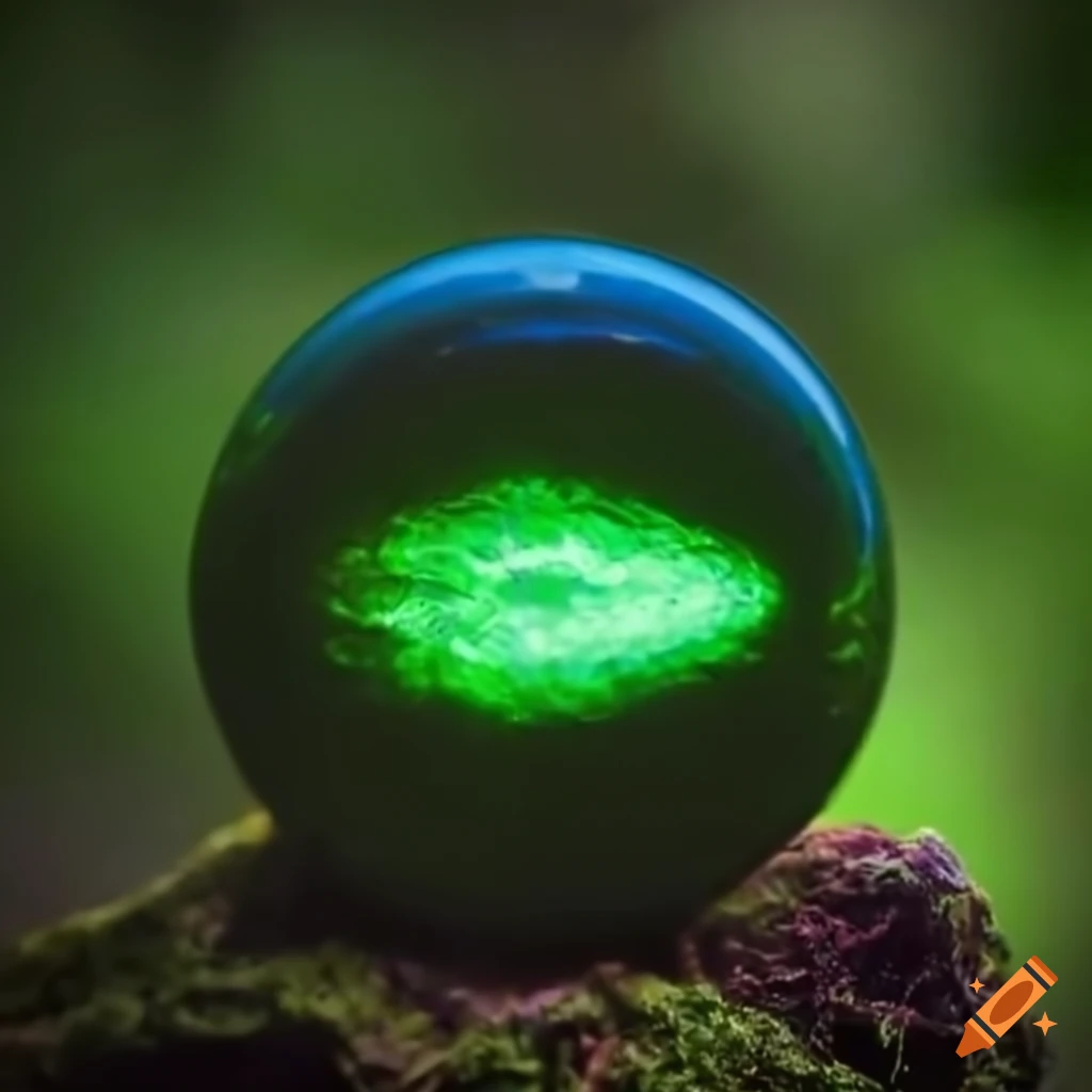 Glowing purple magic orb with elven inscriptions on Craiyon