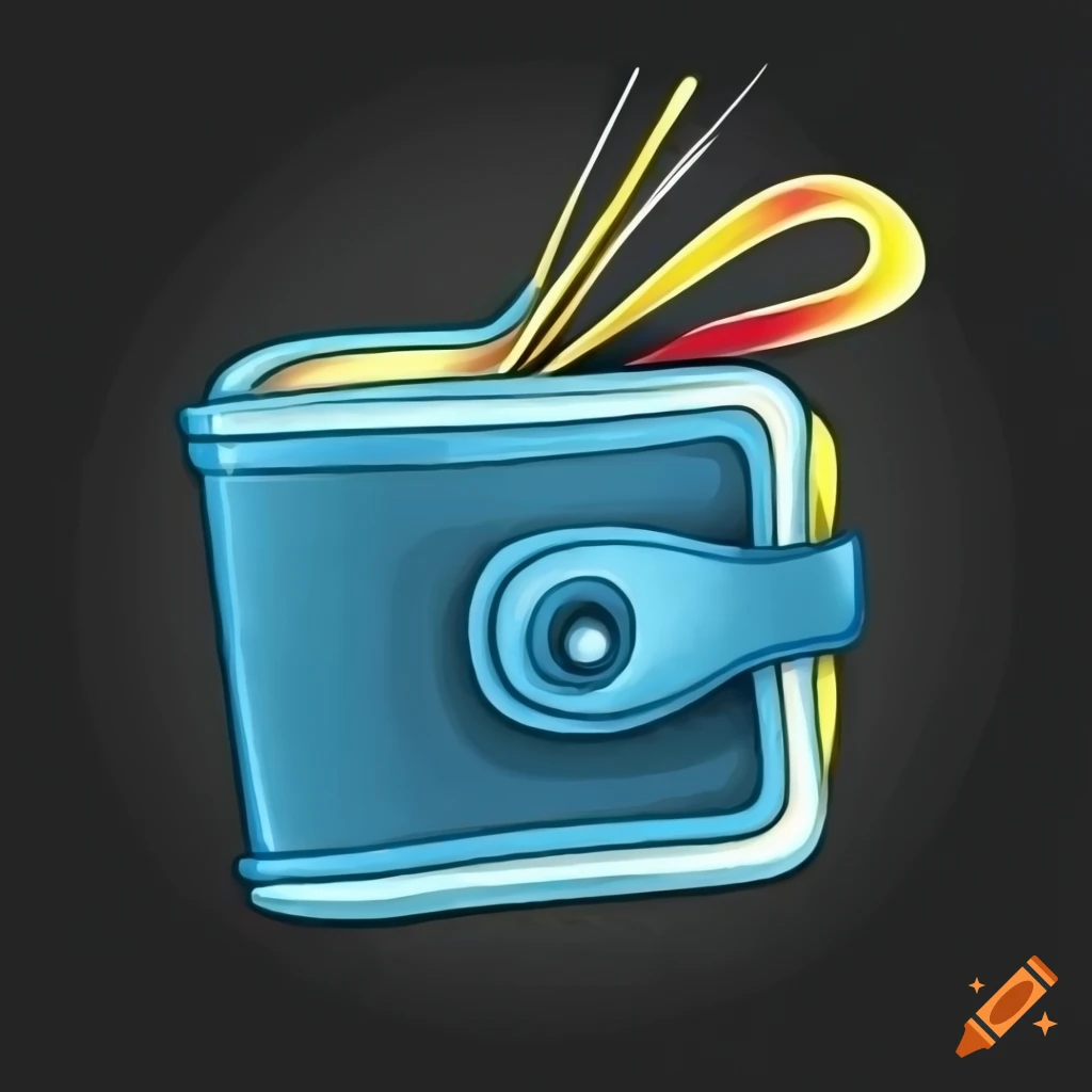 Cartoon wallet on black background