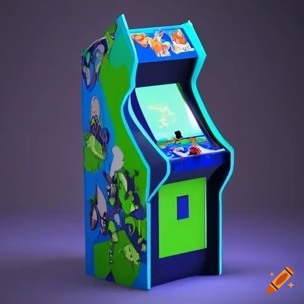 Green and blue arcade machine on Craiyon