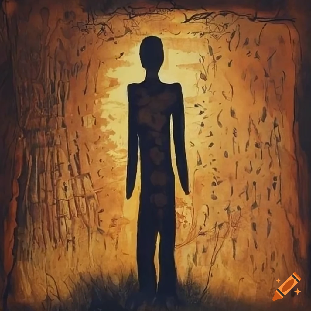 Artistic representation of a man in a forest