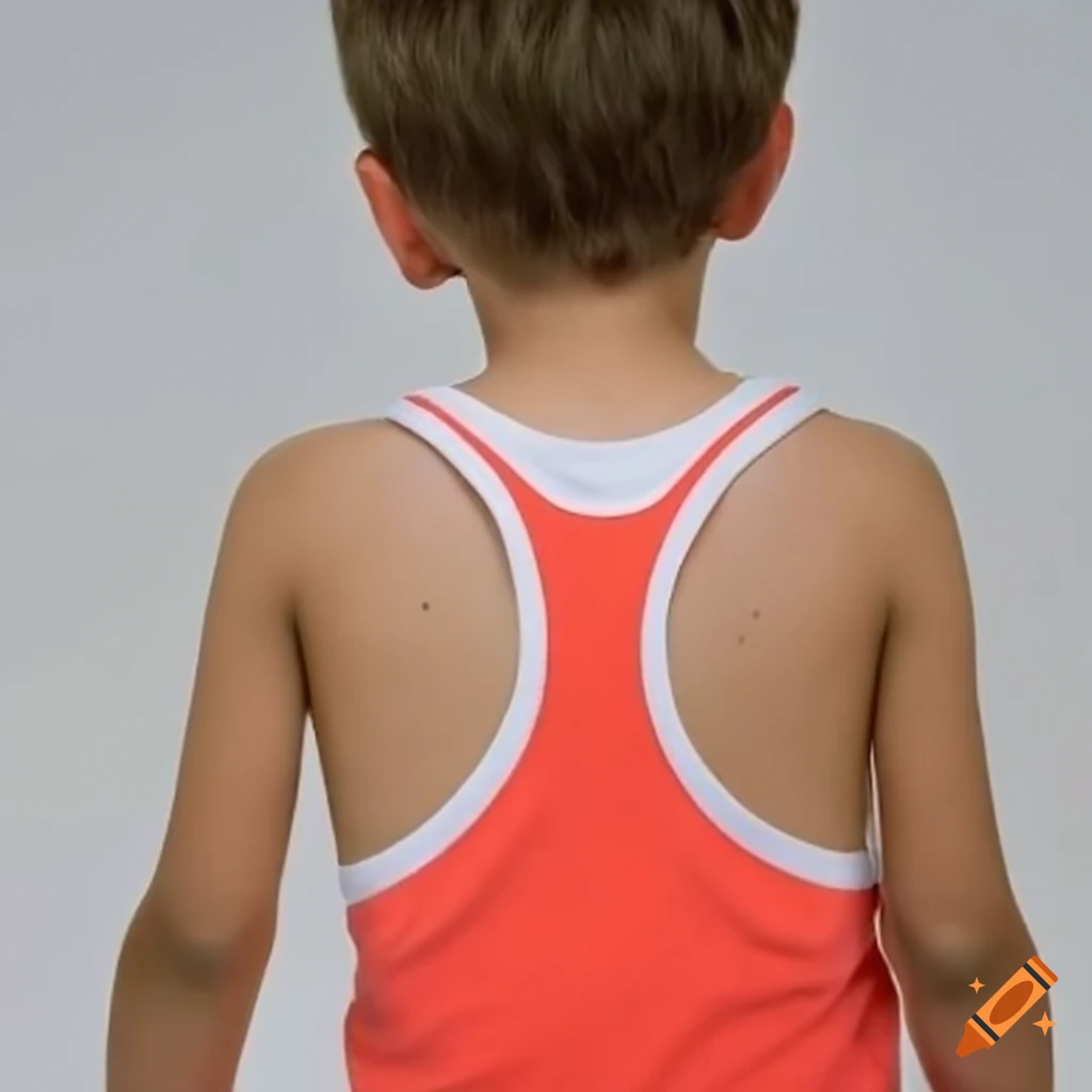 11 year old boy wearing a racerback tank top on Craiyon