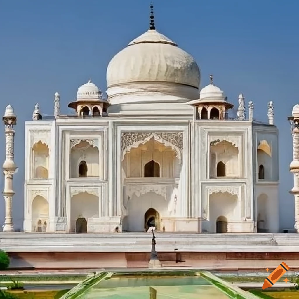 Full frontal elevation of the mahal white house on Craiyon