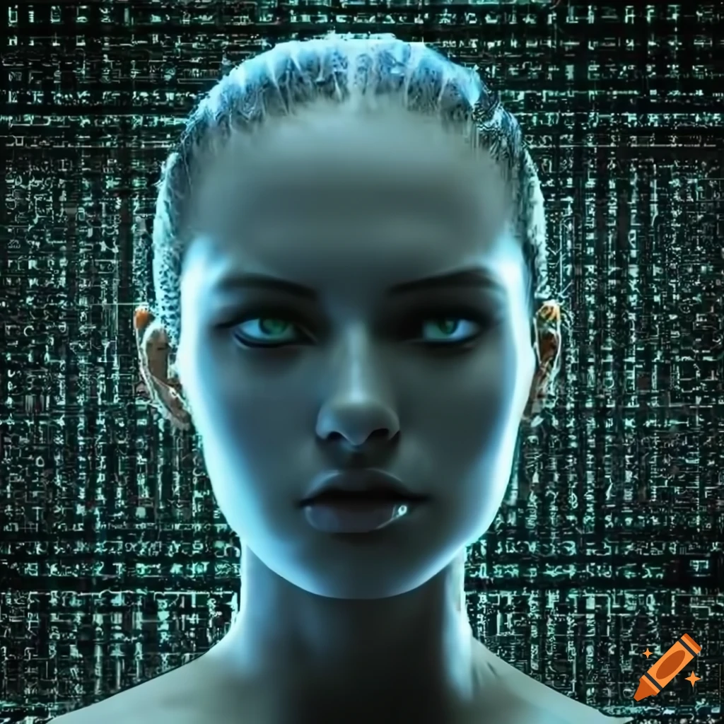 Illustration of a futuristic ai face on Craiyon