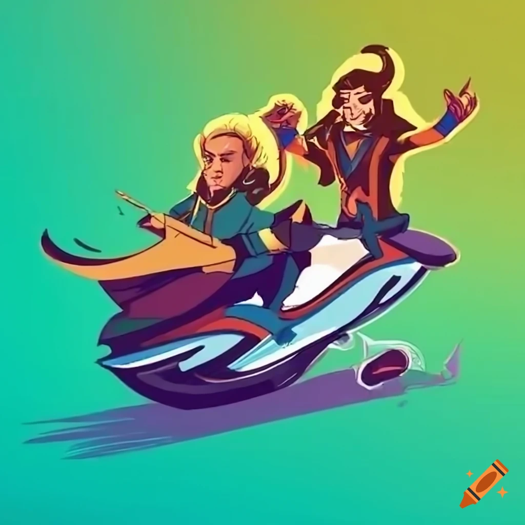 Mobius and loki riding jet skis