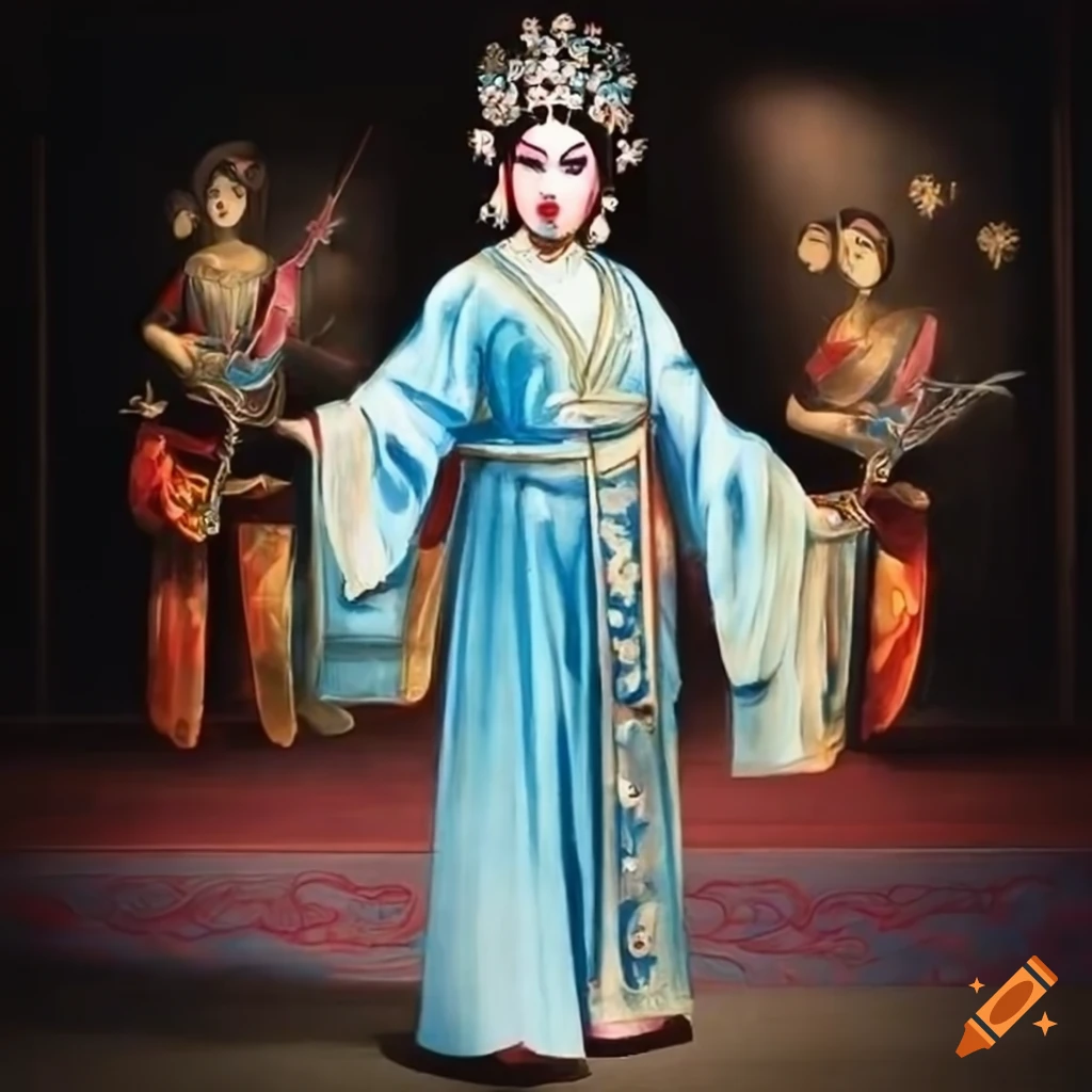 Traditional chinese painting of opera dancers on Craiyon