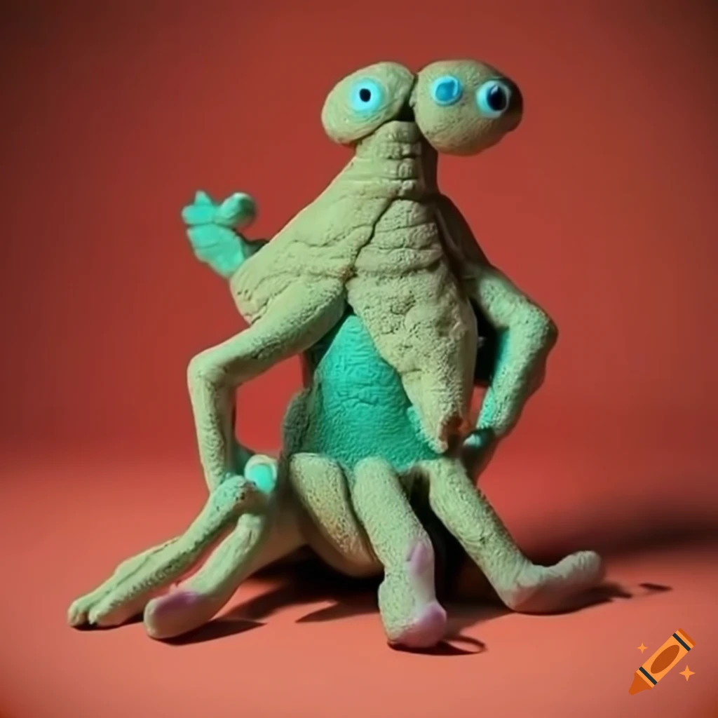 Sculpture of a creature made of plasticine on Craiyon