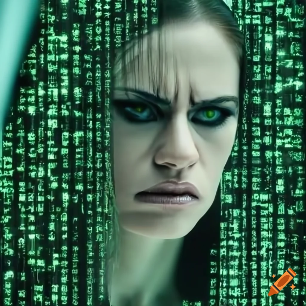 Artistic representation of an angry matrix ai on Craiyon