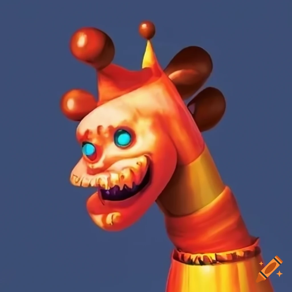 Retro circus character on a computer monitor