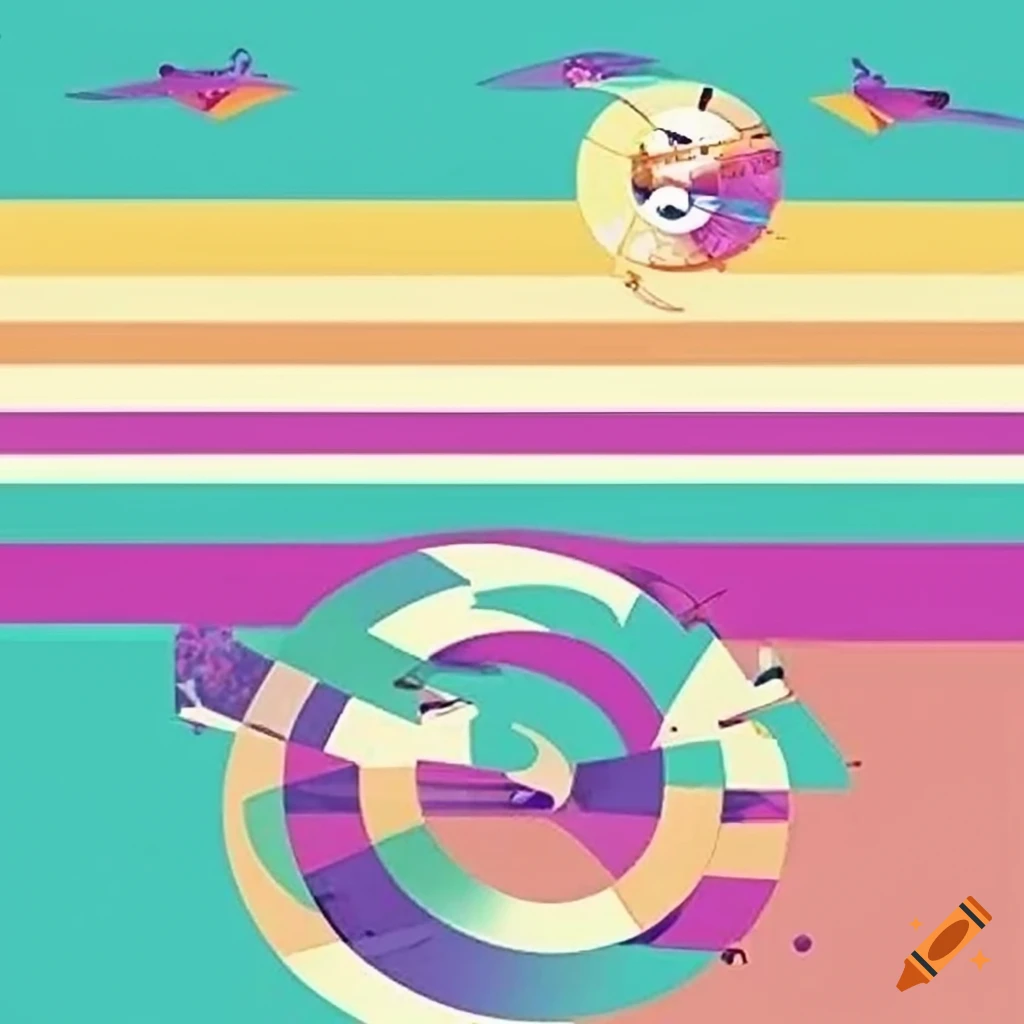 Abstract retro poster with vibrant colors and intricate details on Craiyon