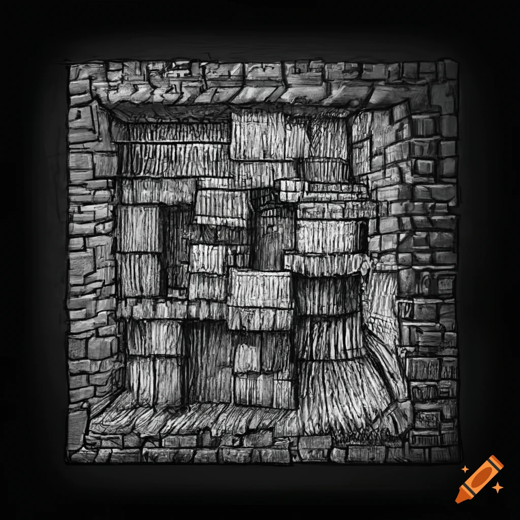 Ink drawing of a collection of minecraft blocks on Craiyon