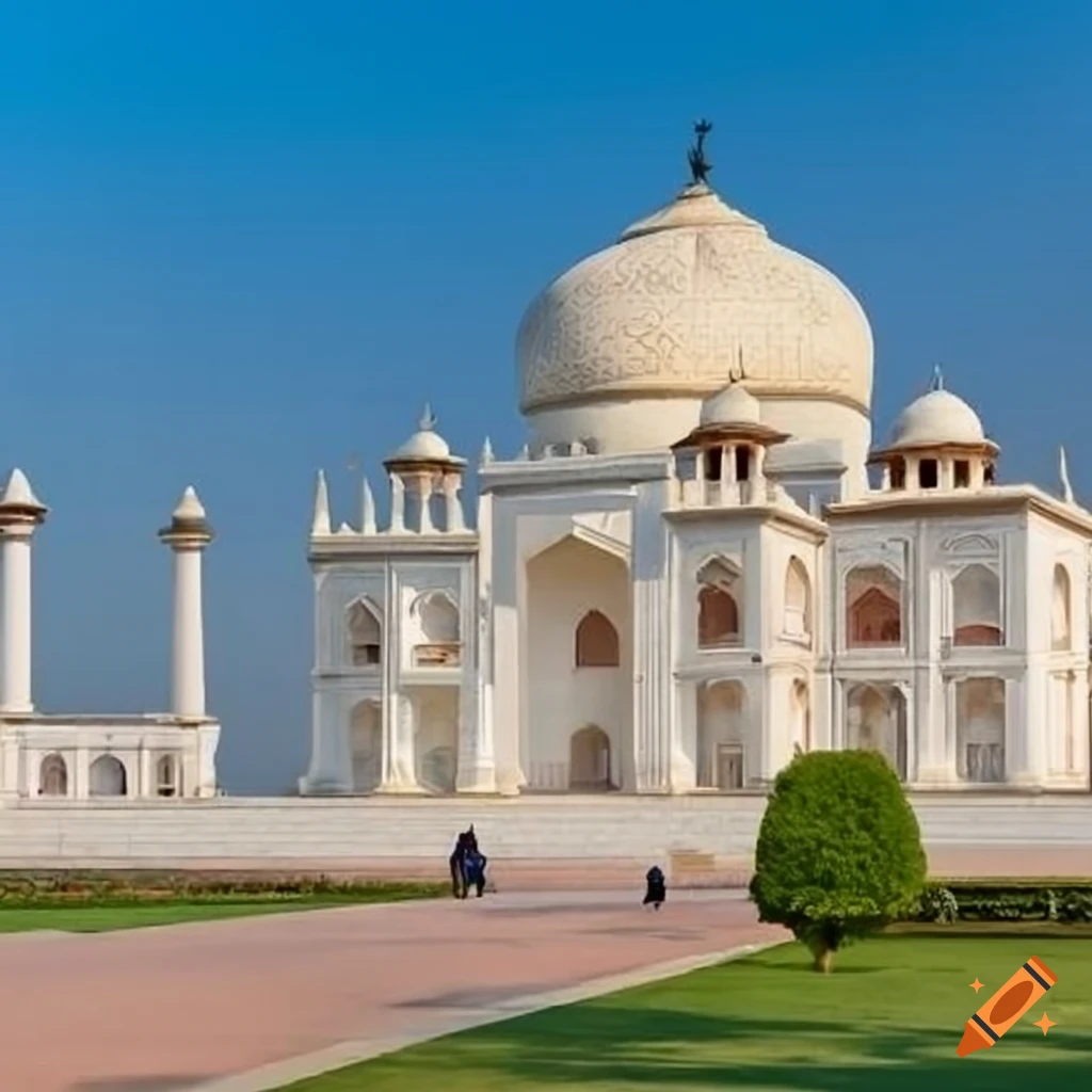 Front view of a mughal mahal white house in mediterranean style on Craiyon