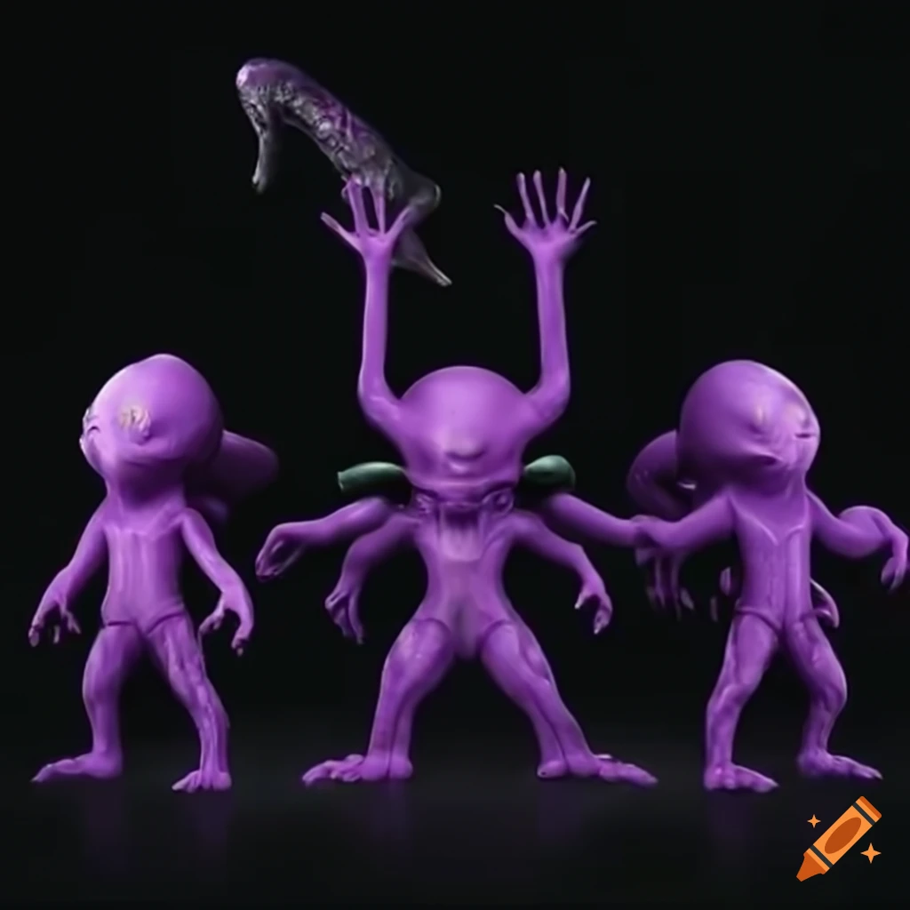 Purple aliens engaged in a fierce battle on Craiyon