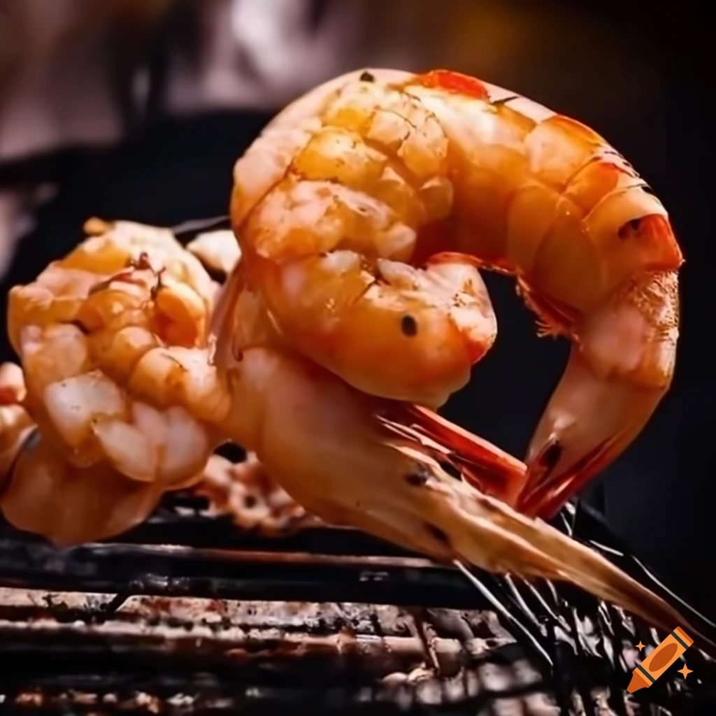 Grilled giant shrimp with fries on Craiyon