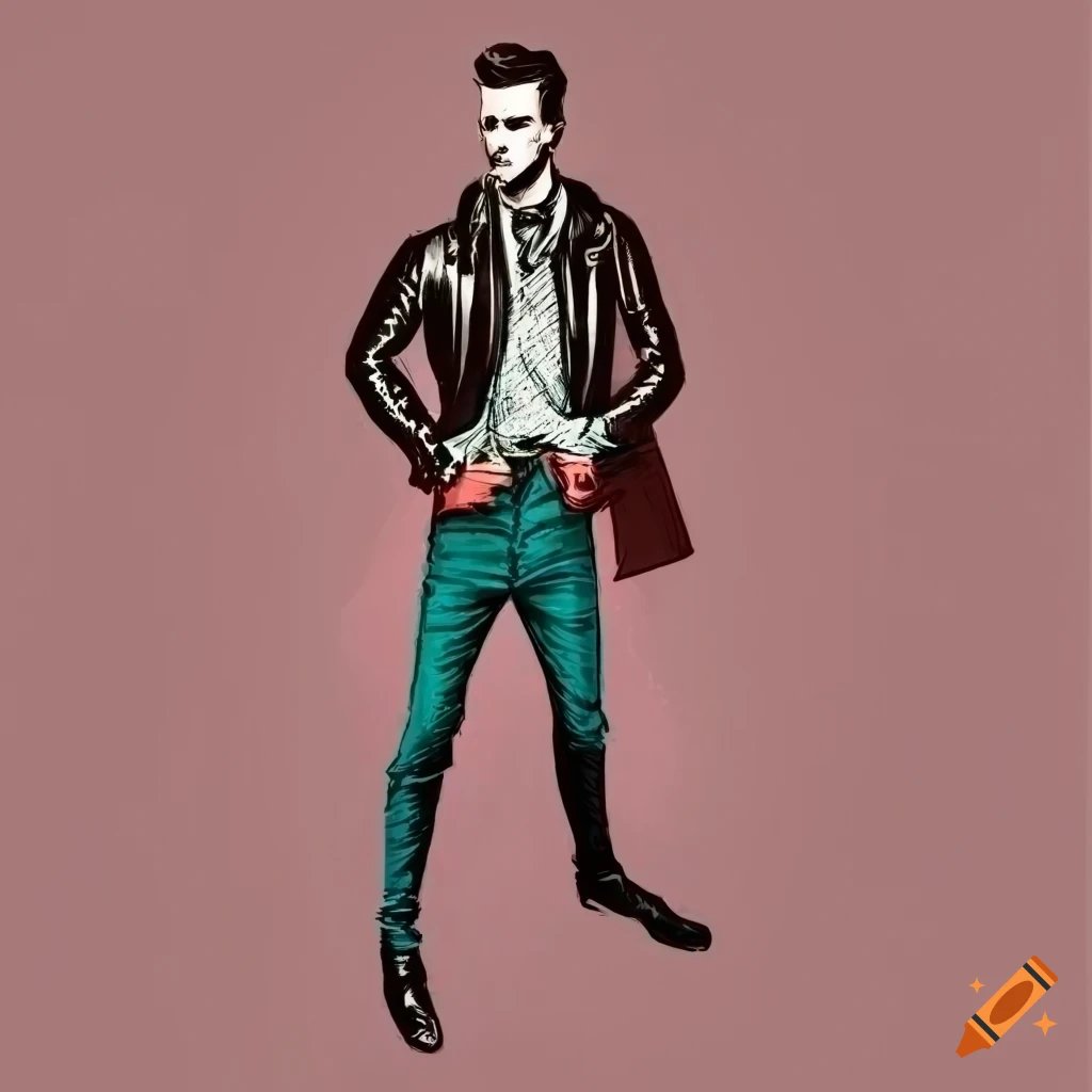 Illustration of a stylish man in a leather jacket