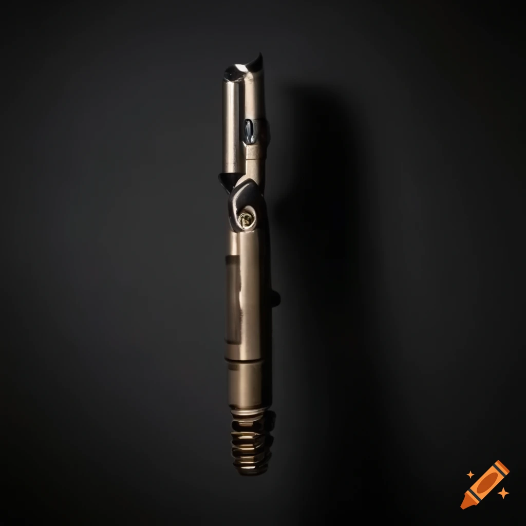 Detailed double-bladed lightsaber hilt with bronze accents on Craiyon