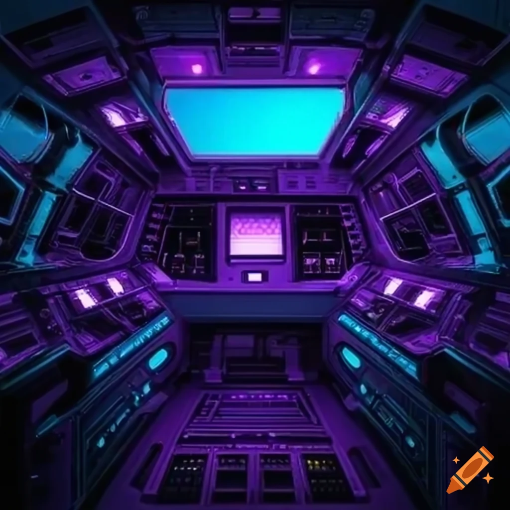 Purple spaceship control room on Craiyon