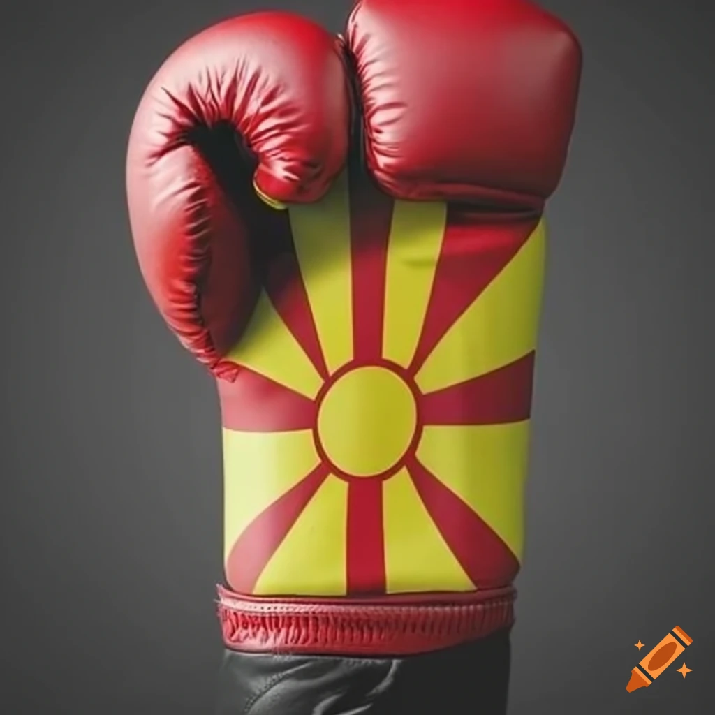 Macedonian flag on a boxing glove on Craiyon