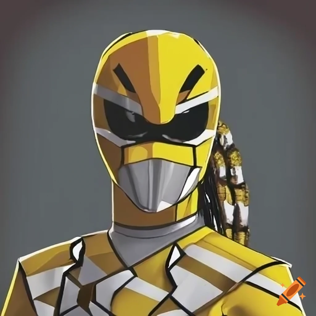 Yellow power ranger and predator mashup artwork on Craiyon