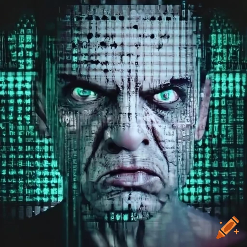 Matrix AI with intense gaze on Craiyon