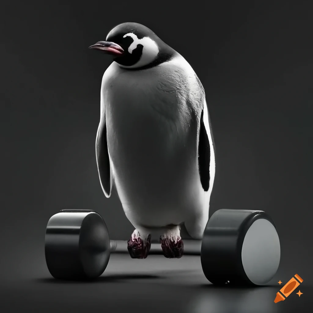 Penguin lifting weights