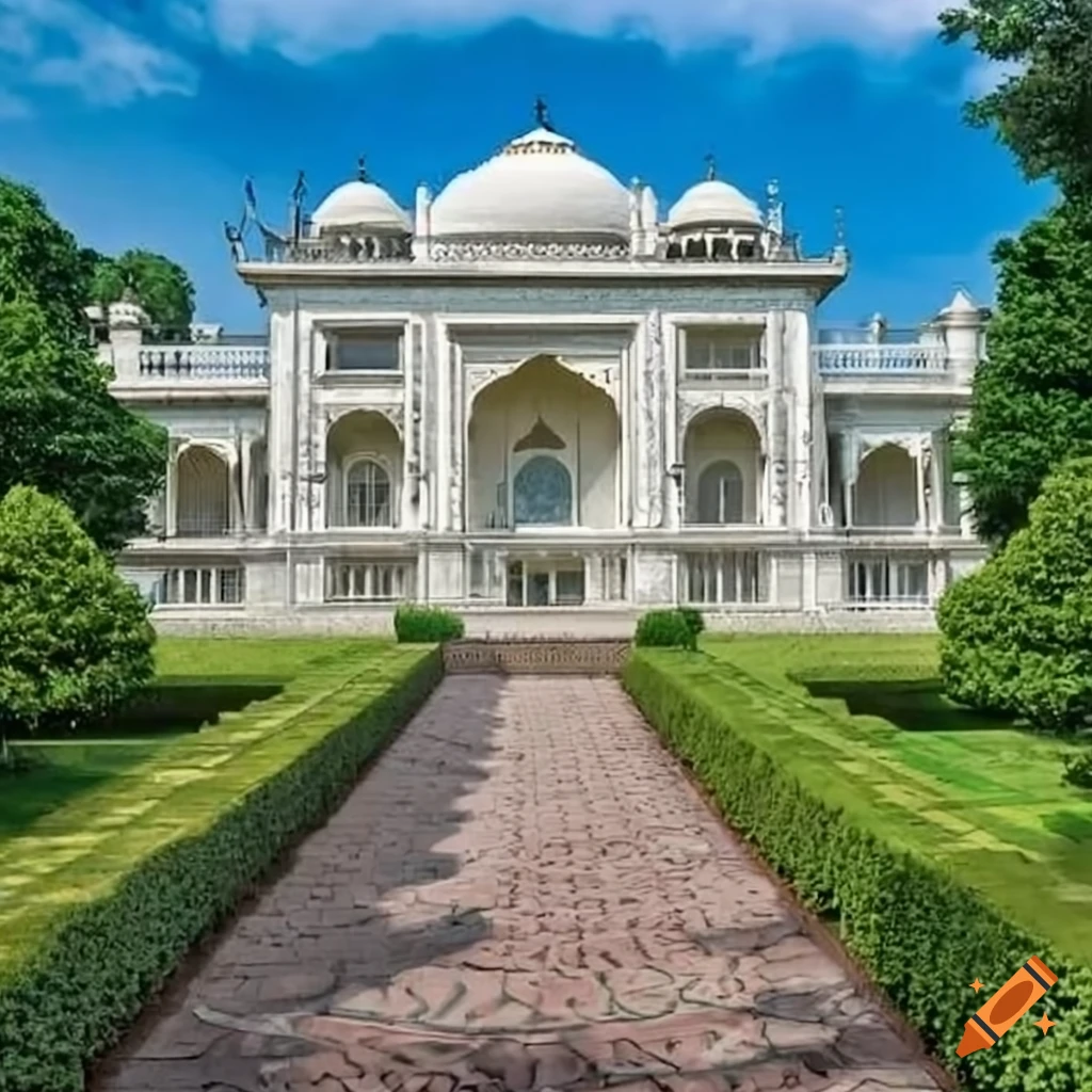 Full frontal elevation of Mughal Mahal White House Whitemarsh Lynnewood ...