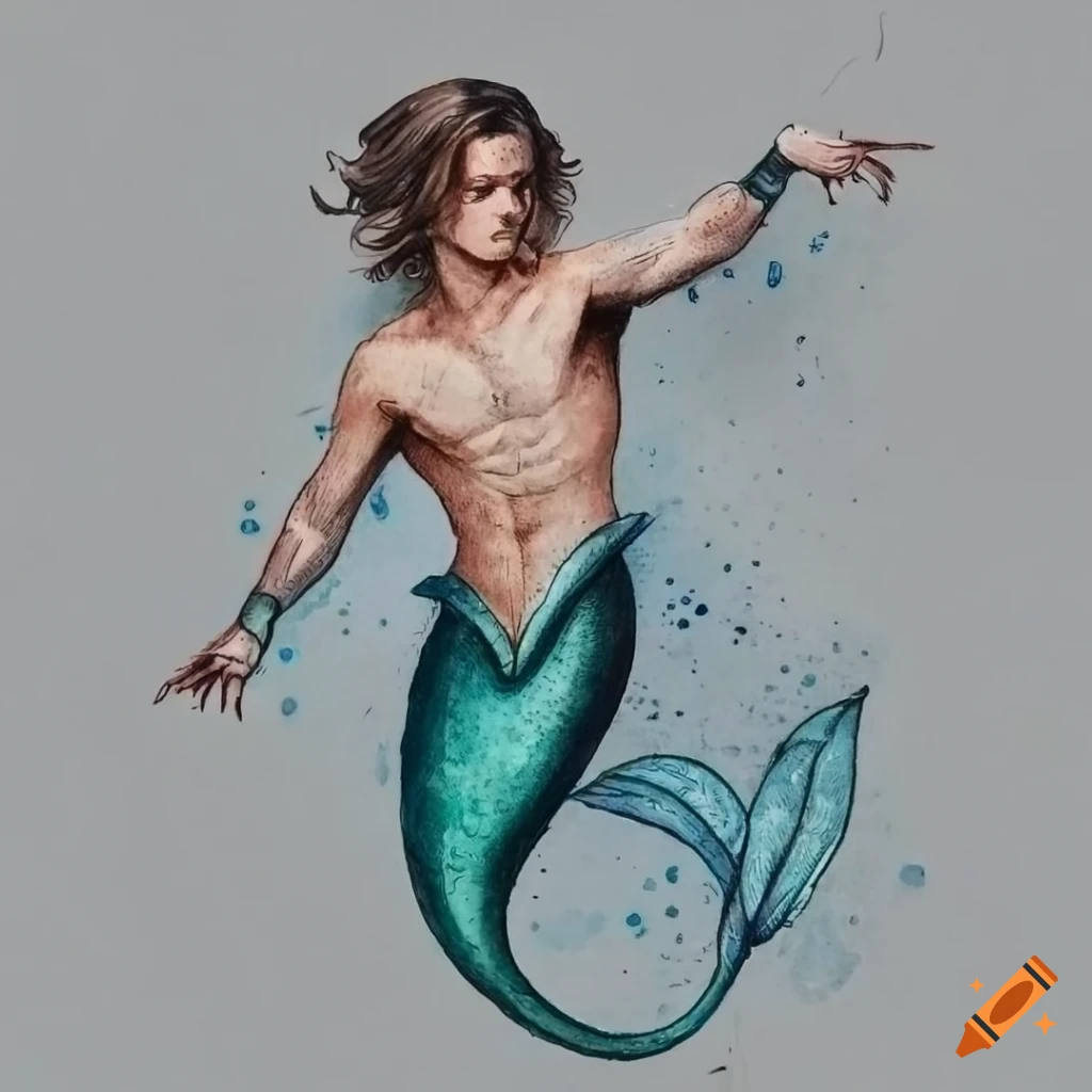 Detailed etching of a merman named steve harrington on Craiyon