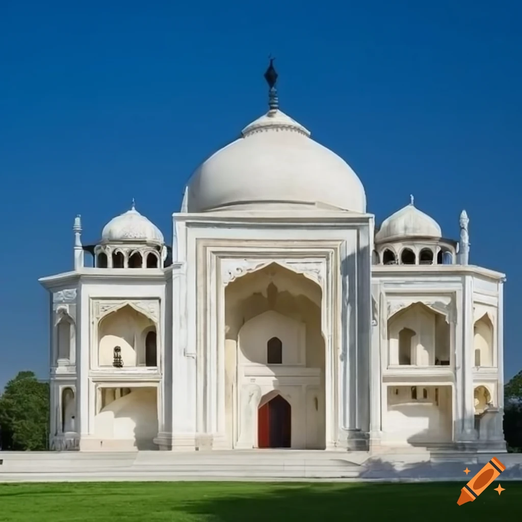 Frontal elevation of mughal-style architectural building on Craiyon