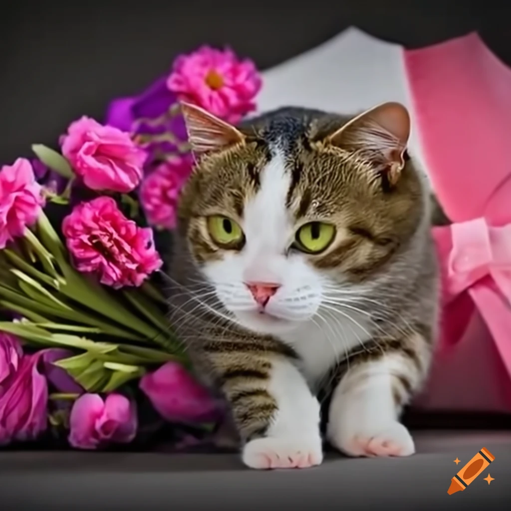 Cat with daffodils on Craiyon