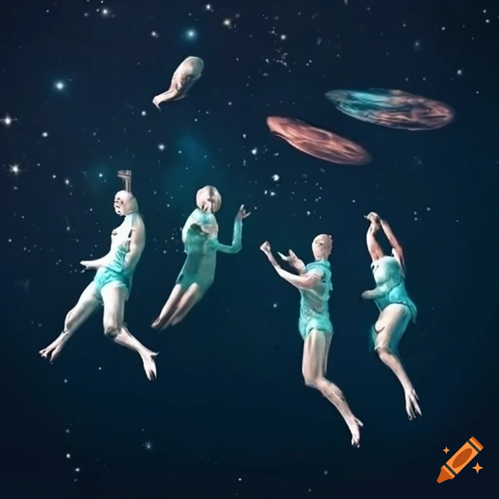 Floating woman in space on Craiyon