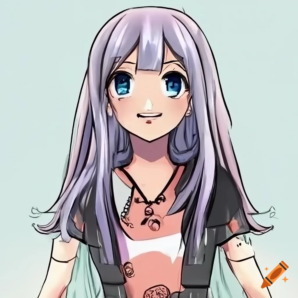 Waifu oc in summer outfit with a thick outline on Craiyon