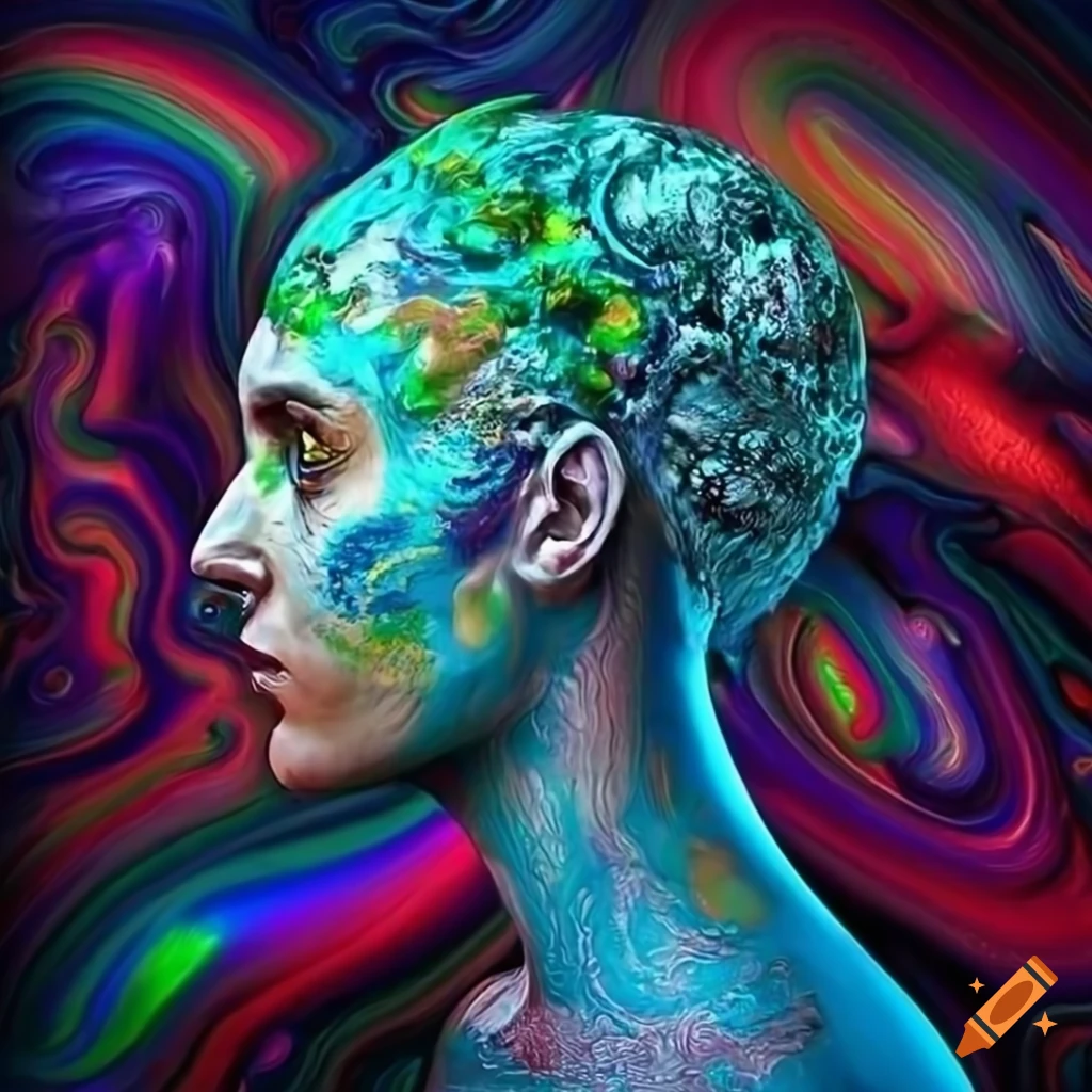 Detailed and realistic artwork of trippy distortions on earth