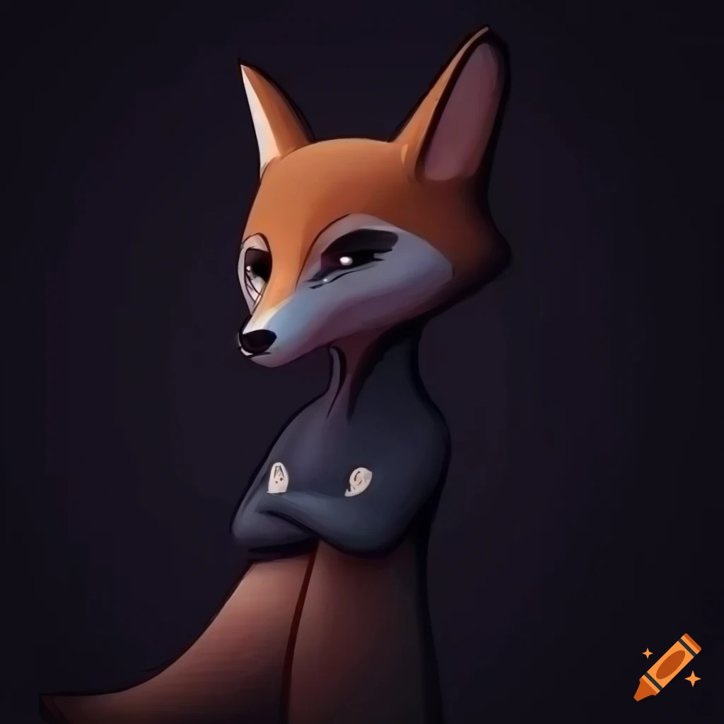 Cartoon fox with melancholic expression
