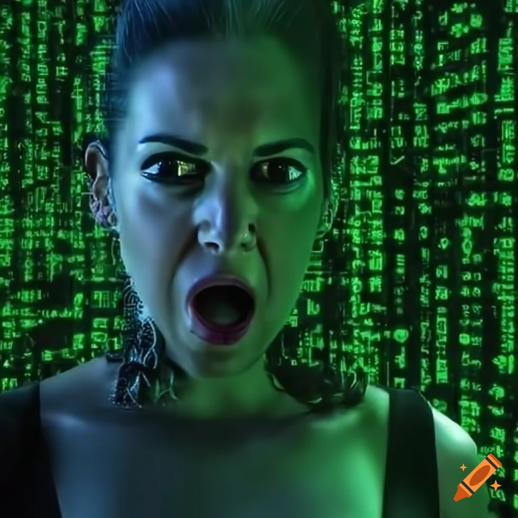Matrix ai face with an intense expression on Craiyon