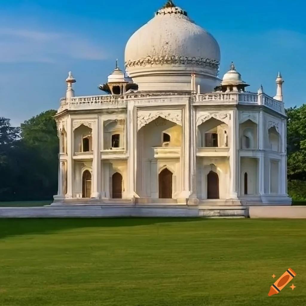 Full frontal elevation of mughal style architectural building on Craiyon