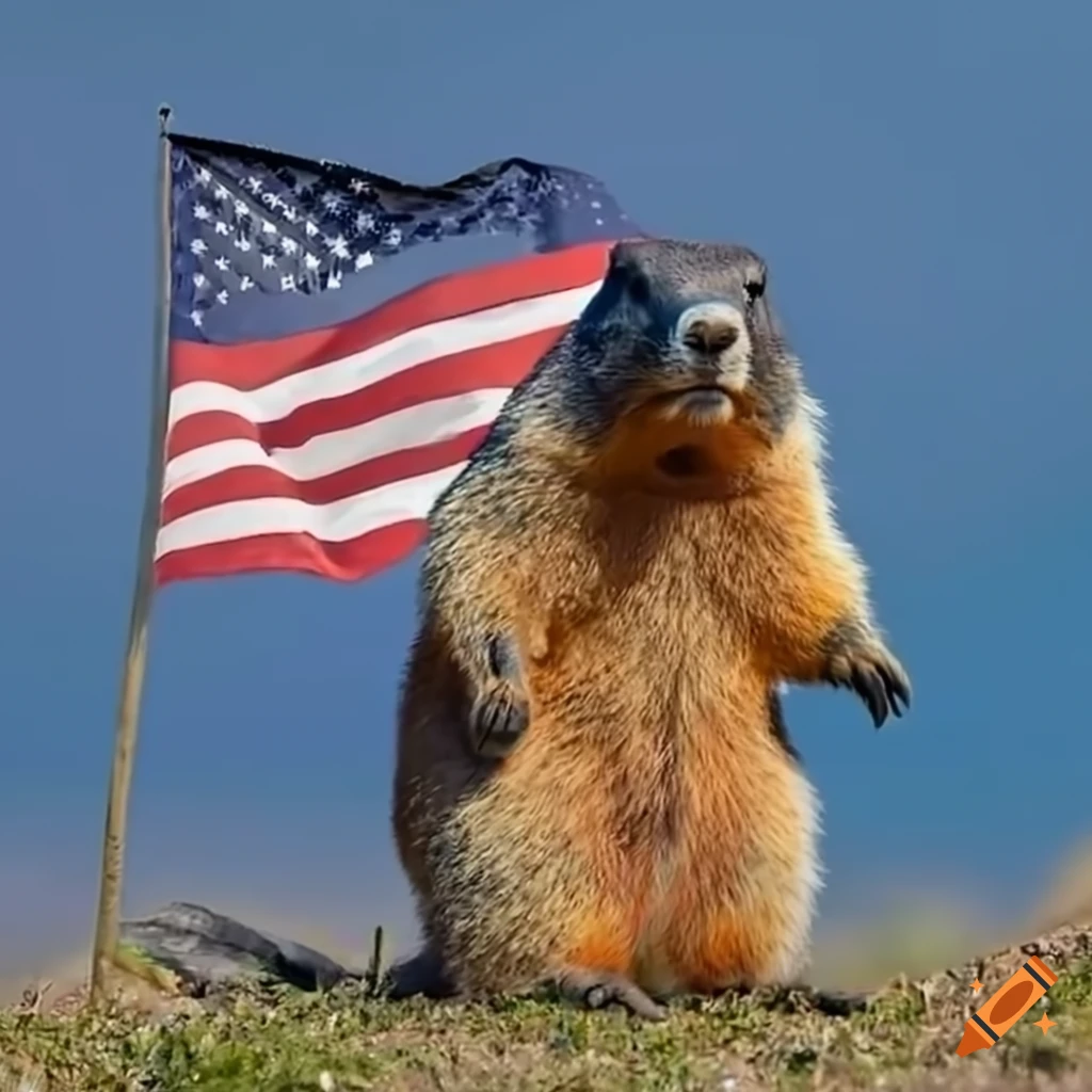 A curious marmot standing on a podium in a lecture hall on Craiyon