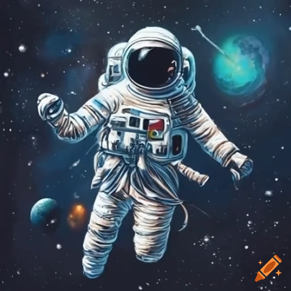 Comic-style illustration of an astronaut in space